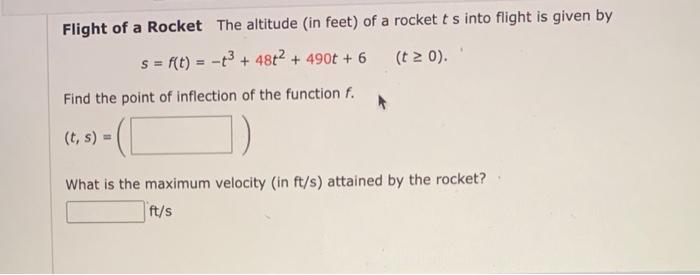 Solved Flight of a Rocket The altitude (in feet) of a rocket | Chegg.com