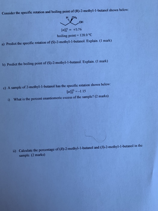 Solved Consider the specific rotation and boiling point of | Chegg.com