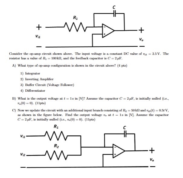 Solved Consider the op-amp circuit shown above. The input | Chegg.com