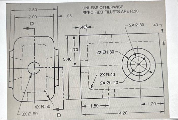 Solved Draw the A-A hlaf section in inches and the scale is | Chegg.com