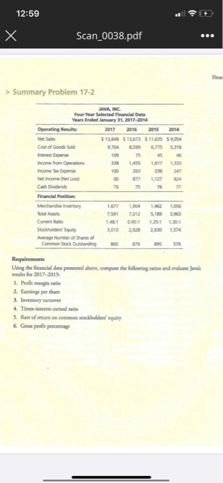 Solved 12:36 Scan_0038.pdf Summary Problem 17-2 Reim in the | Chegg.com