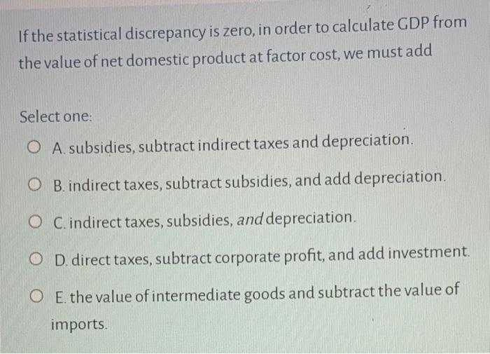 Solved If the statistical discrepancy is zero, in order to | Chegg.com