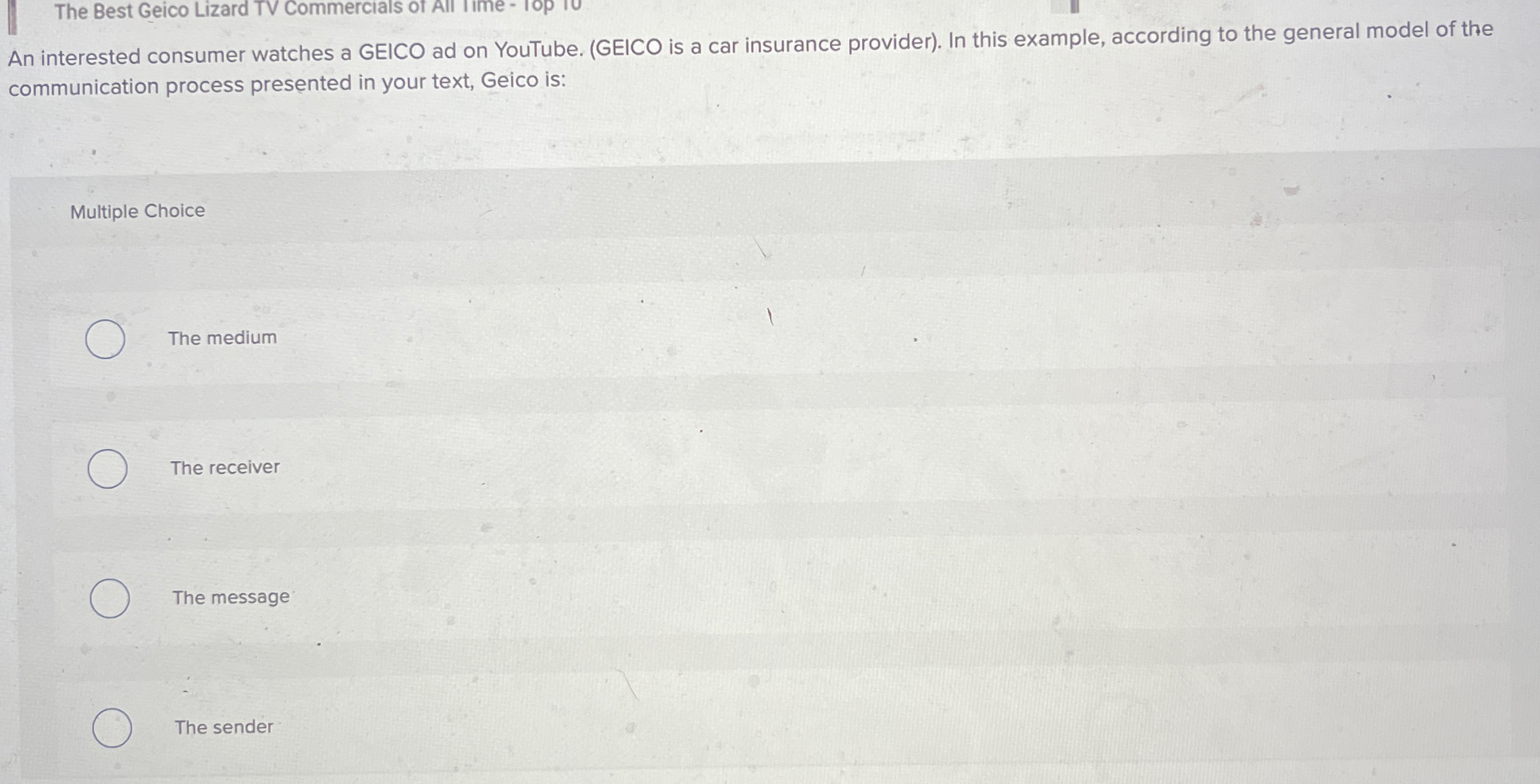 Solved The Best Geico Lizard TV Commercials ofAn interested | Chegg.com