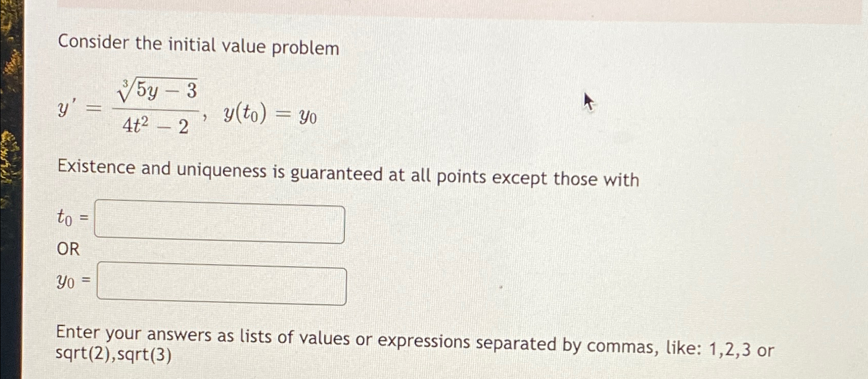 Solved Consider the initial value | Chegg.com