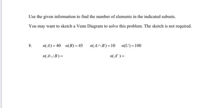 Solved Use the given information to find the number of | Chegg.com