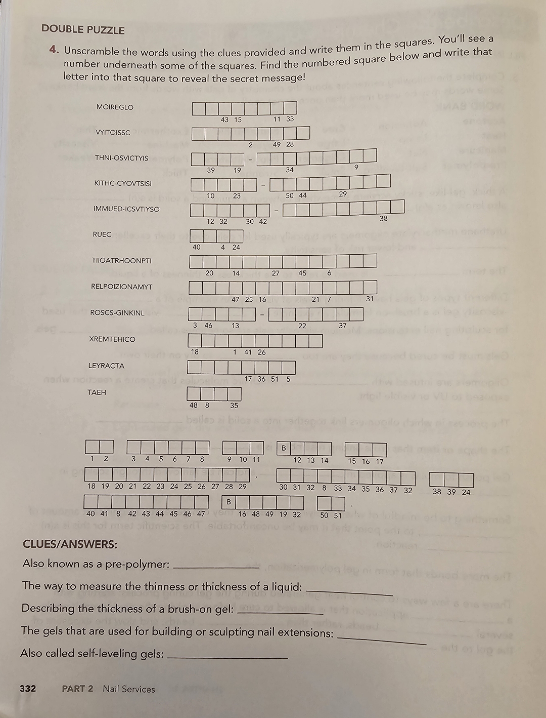 Solved DOUBLE PUZZLE4. ﻿Unscramble the words using the clues | Chegg.com