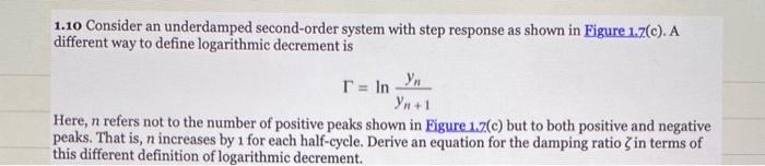 Solved 1.10 Consider an underdamped second-order system with | Chegg.com