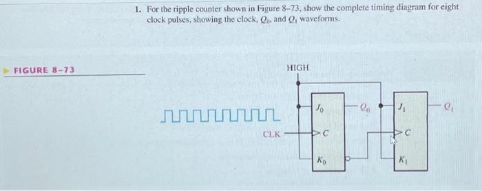 Solved 1. For the ripple counter shown in Figure 8−73, show | Chegg.com