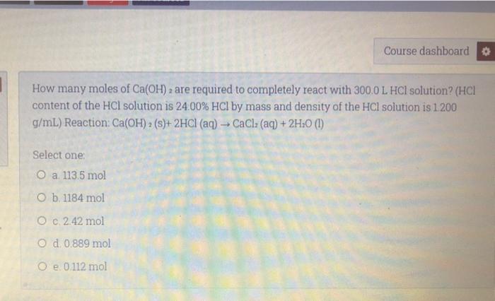 Solved Course dashboard How many moles of Ca(OH)2 are | Chegg.com