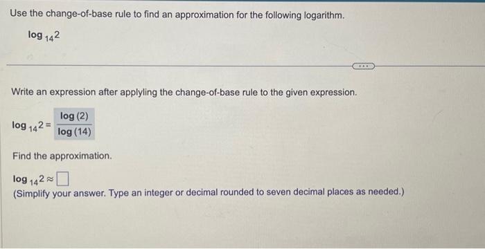 Solved Use the change-of-base rule to find an approximation | Chegg.com