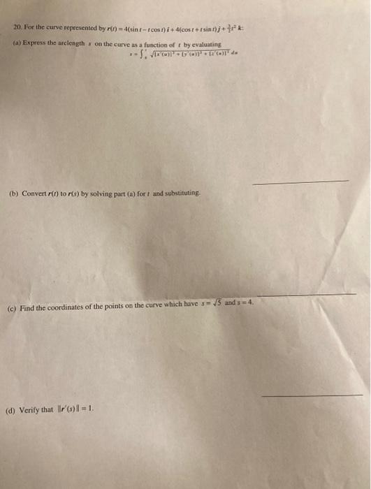 Solved 20. For the curve represented by | Chegg.com