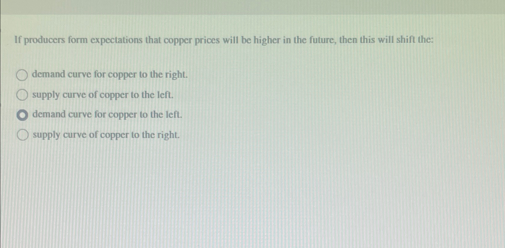 Solved If producers form expectations that copper prices | Chegg.com