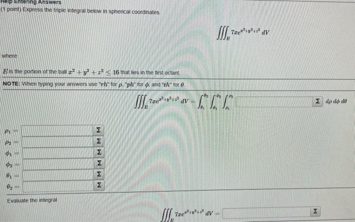 Solved (1 point) Express the triple imtegral below in | Chegg.com