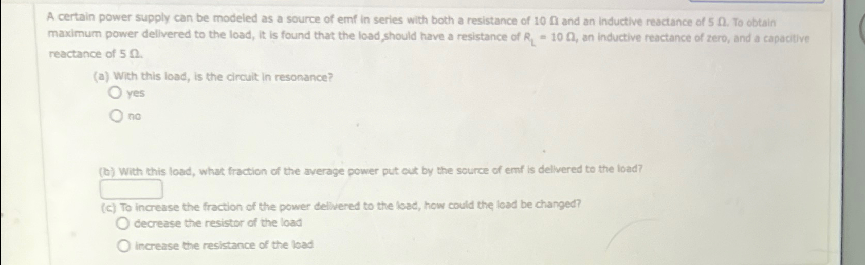 Solved A certain power supply can be modeled as a source of | Chegg.com