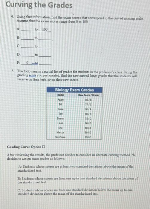 Solved 4. Using that information, find the exam scores that | Chegg.com