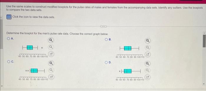 Solved Use the same scales to construct modified boxplots | Chegg.com