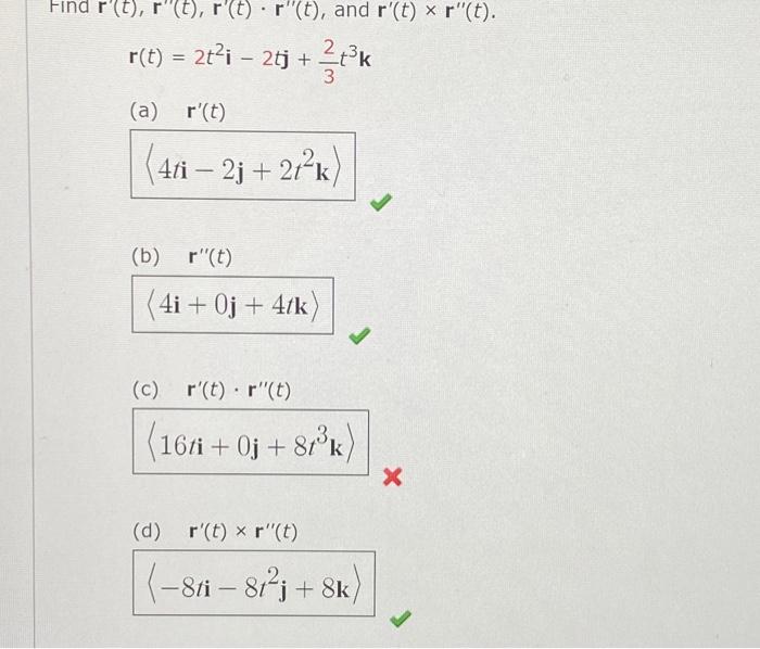 Solved Find r′(t),r′′(t),r′(t)⋅r′′(t), and r′(t)×r′′(t) | Chegg.com