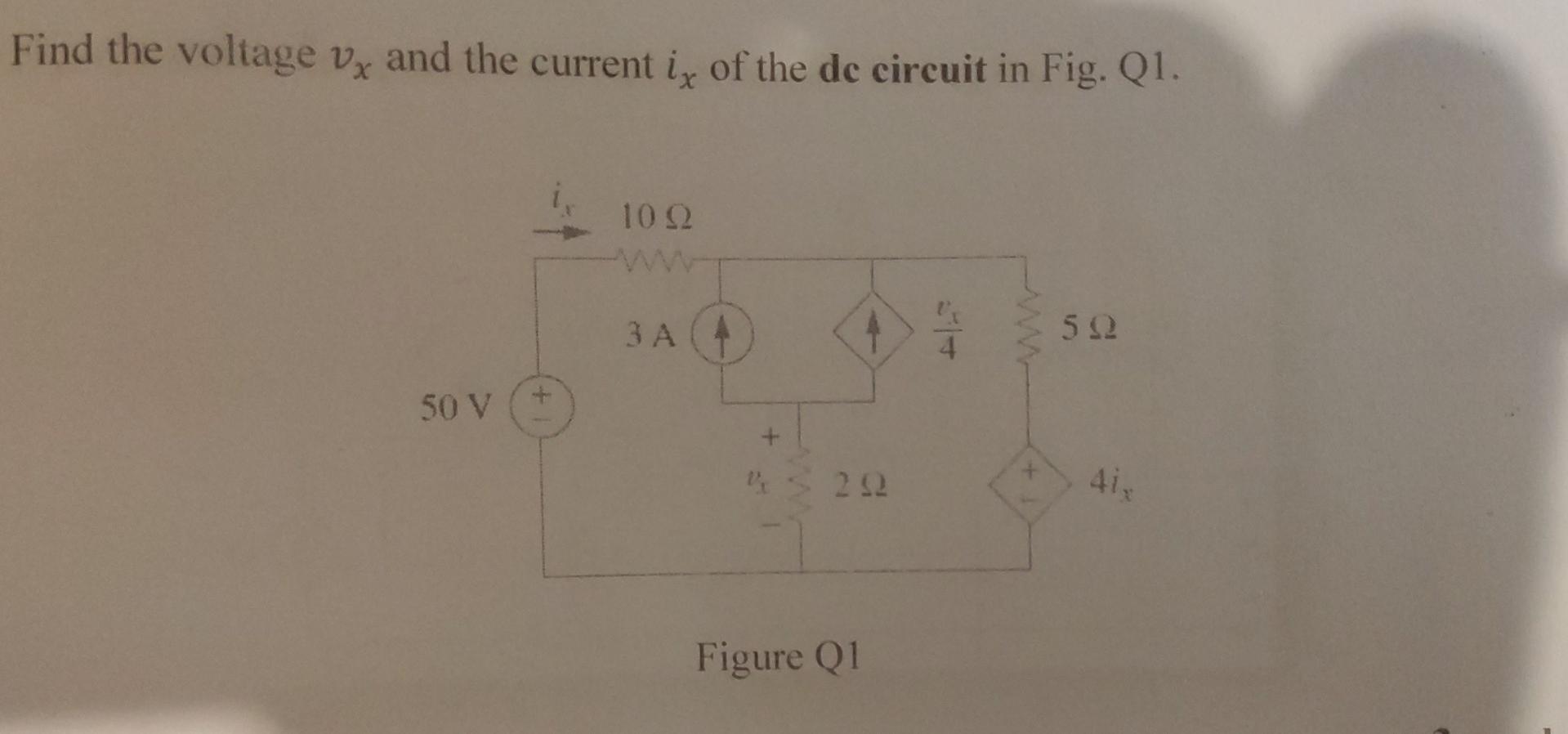 Find the voltage vx and the current ix of the dc | Chegg.com