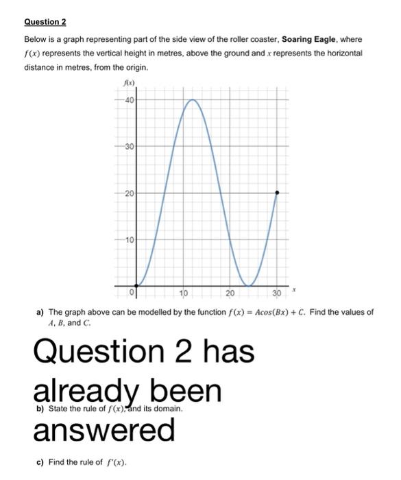Solved Question 2 Below is a graph representing part of the | Chegg.com