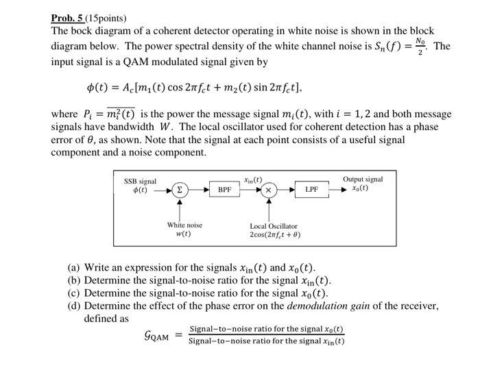 Prob. 5 (15points) The bock diagram of a coherent | Chegg.com