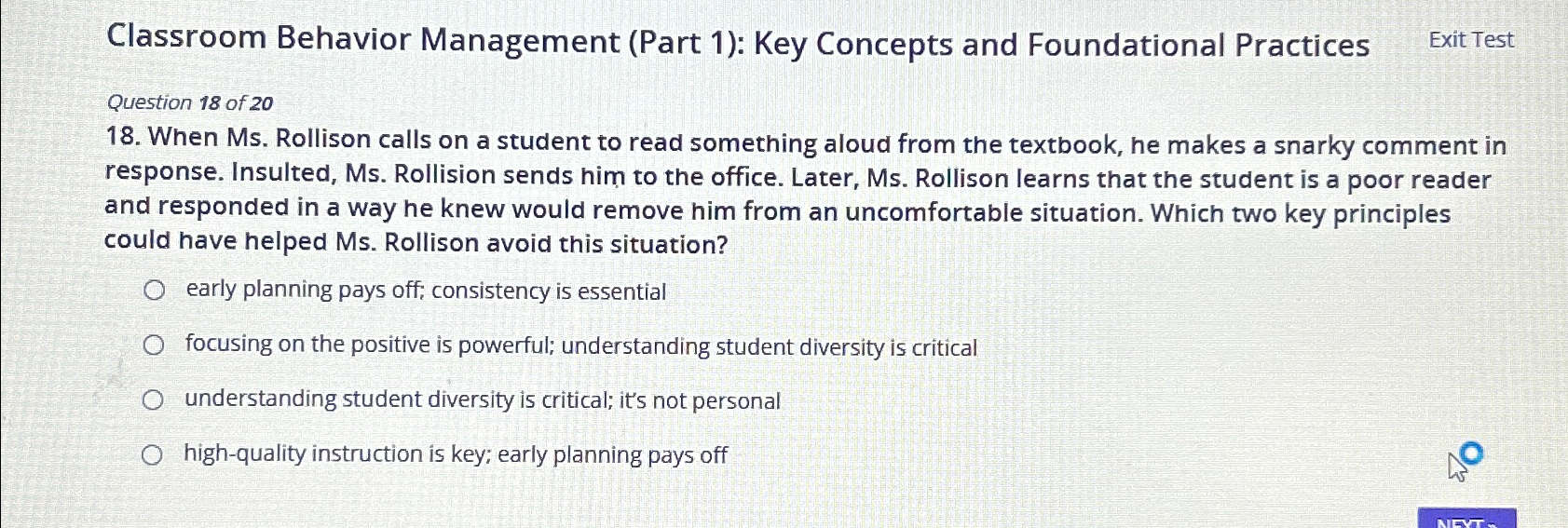 Solved Classroom Behavior Management (Part 1): Key Concepts | Chegg.com