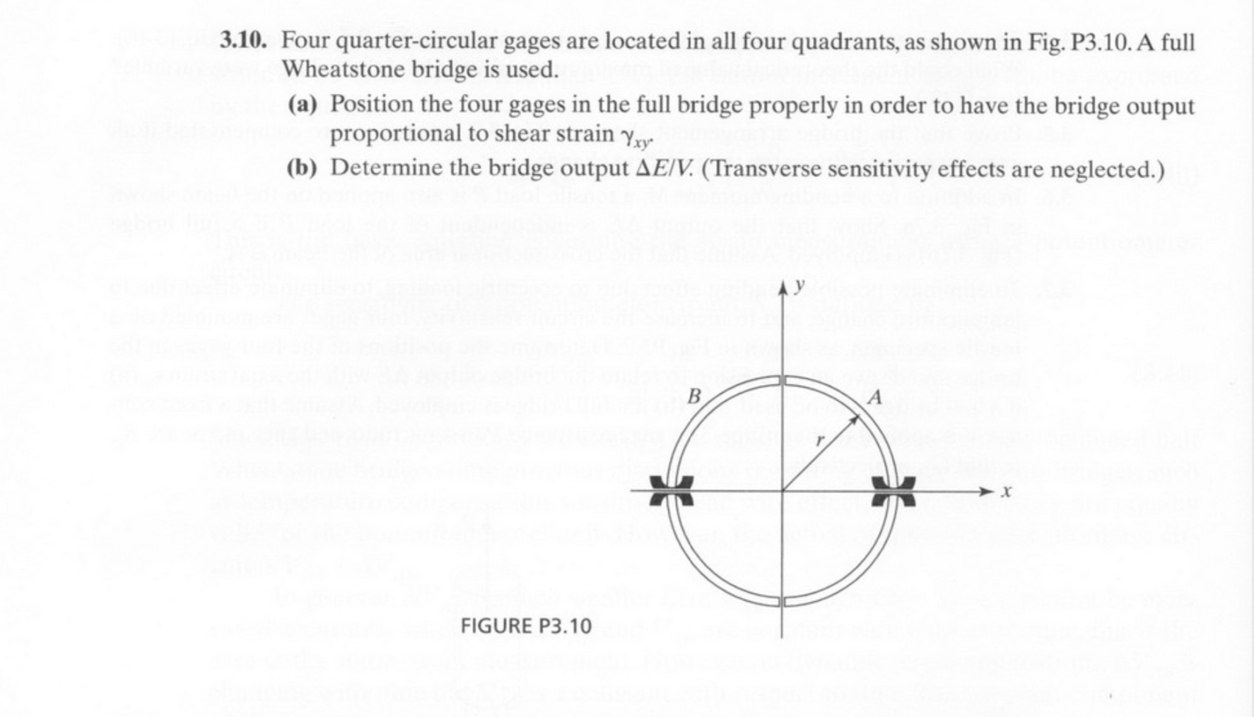Solved 3.10. ﻿Four quarter-circular gages are located in all | Chegg.com