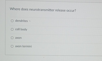 Solved Where does neurotransmitter release | Chegg.com