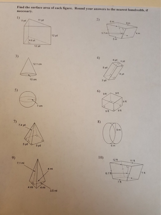Solved Find the surface area of each figure. Round your | Chegg.com