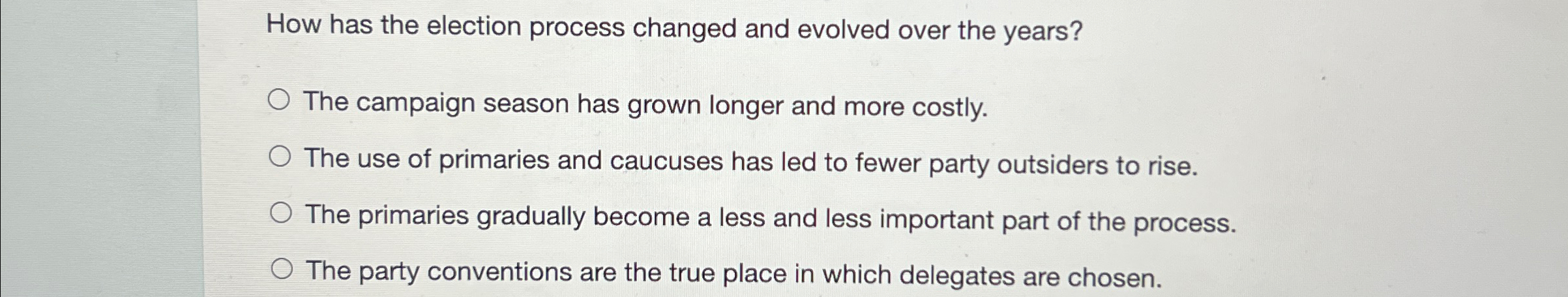 Solved How has the election process changed and evolved over | Chegg.com