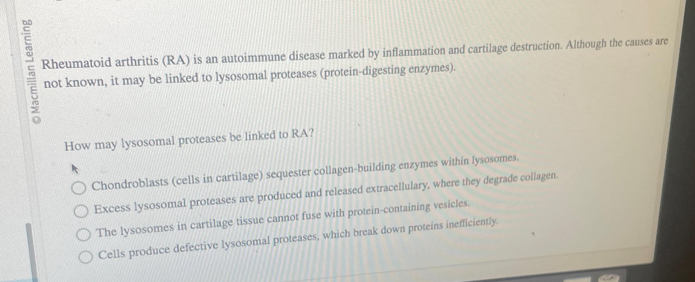 Solved Rheumatoid arthritis (RA) ﻿is an autoimmune disease | Chegg.com