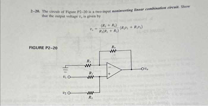 Solved 2-20. The circuit of Figure P2−20 is a two-input | Chegg.com