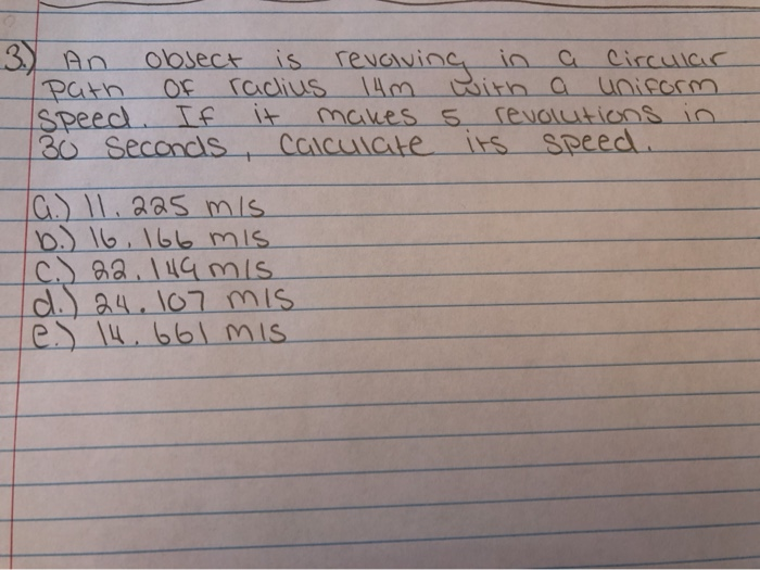 Solved 3. An obset is revolving in a circular Path OF | Chegg.com