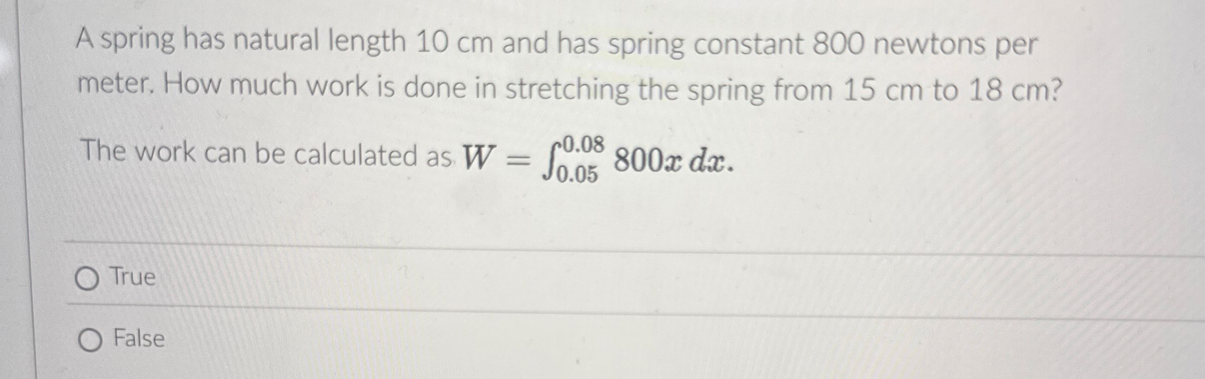 Solved A spring has natural length 10 ﻿cm and has spring | Chegg.com