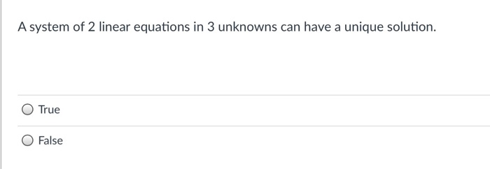 Solved A system of 2 linear equations in 3 unknowns will | Chegg.com