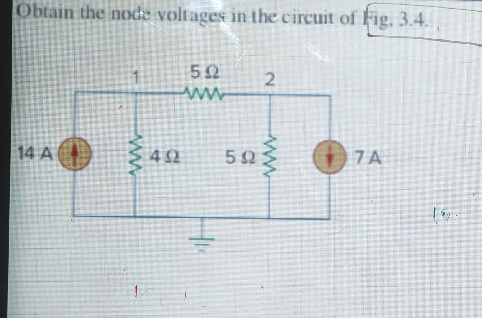 Solved Obtain the node voltages in the circuit of Fig. 3.4. | Chegg.com