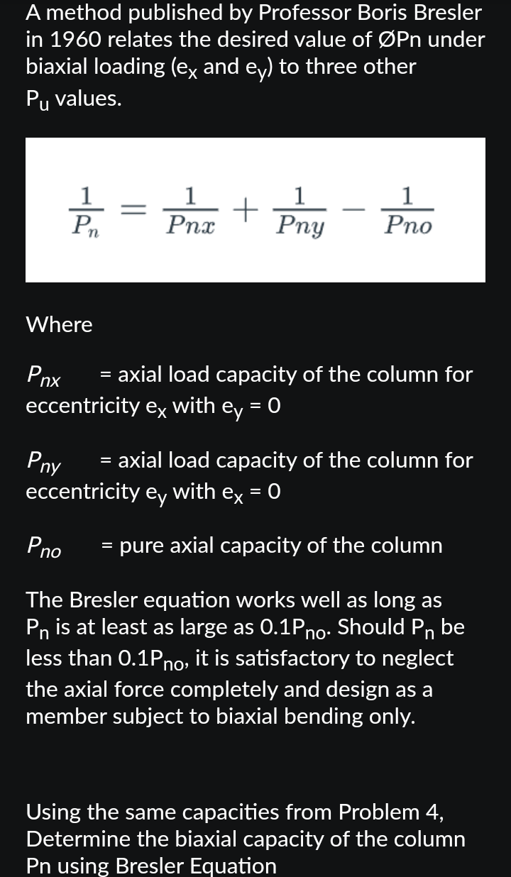 Solved A method published by Professor Boris Bresler in 1960 | Chegg.com