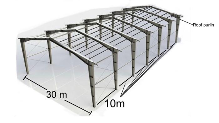 The width of the tributary area for each roof purlin | Chegg.com