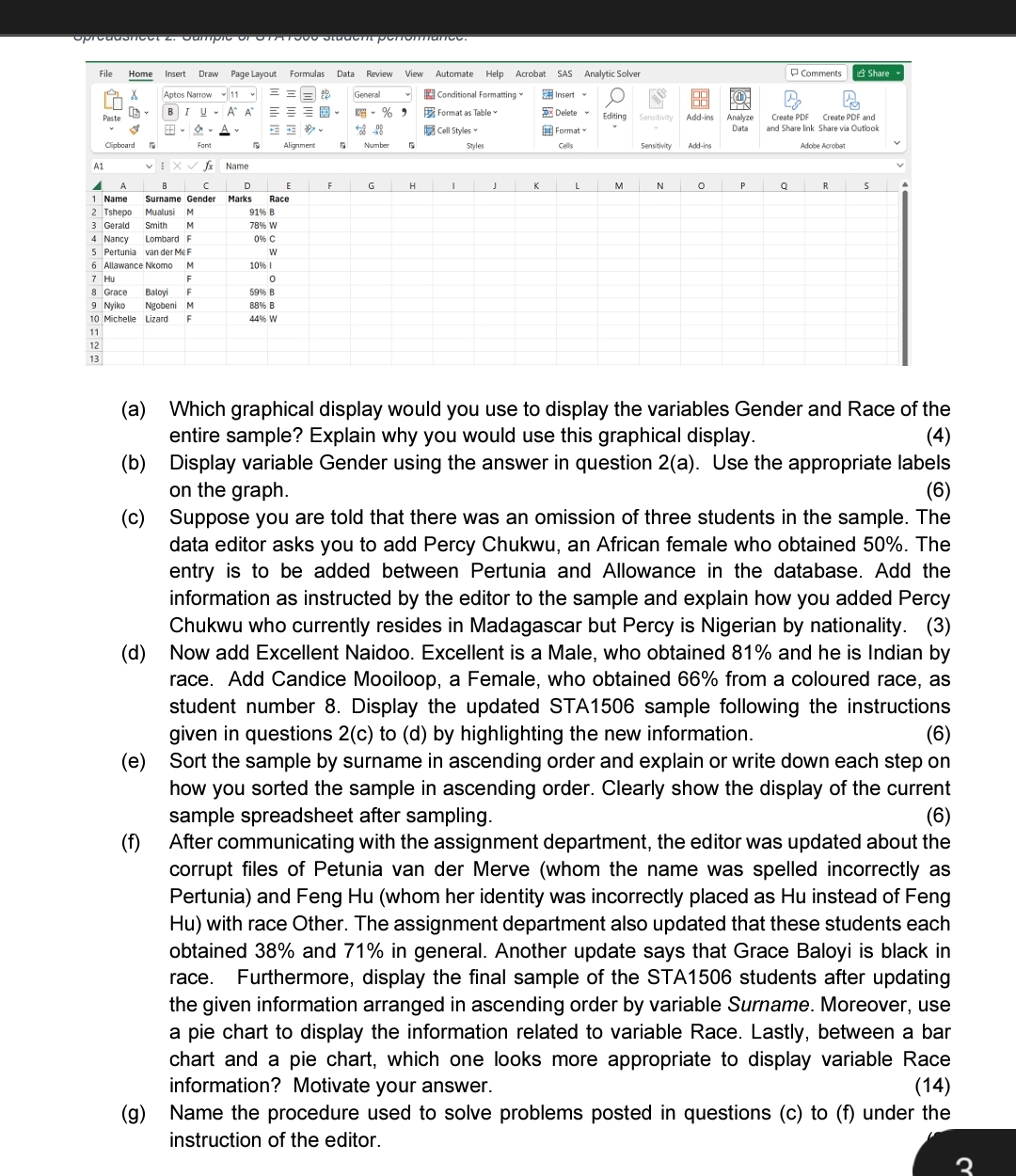 Solved (a) ﻿Which graphical display would you use to display | Chegg.com