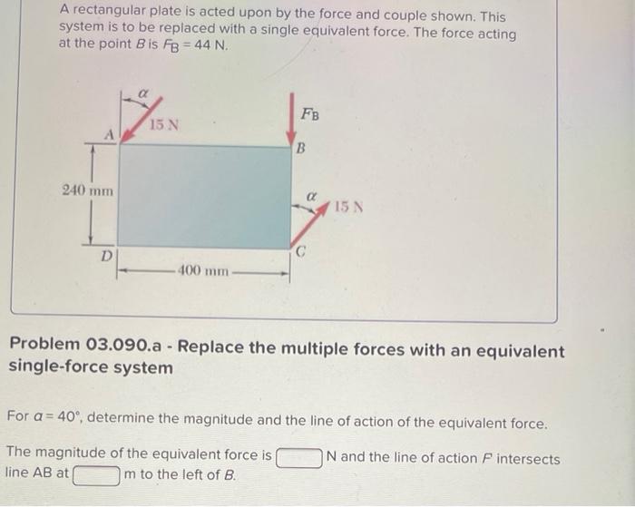 Solved A rectangular plate is acted upon by the force and | Chegg.com