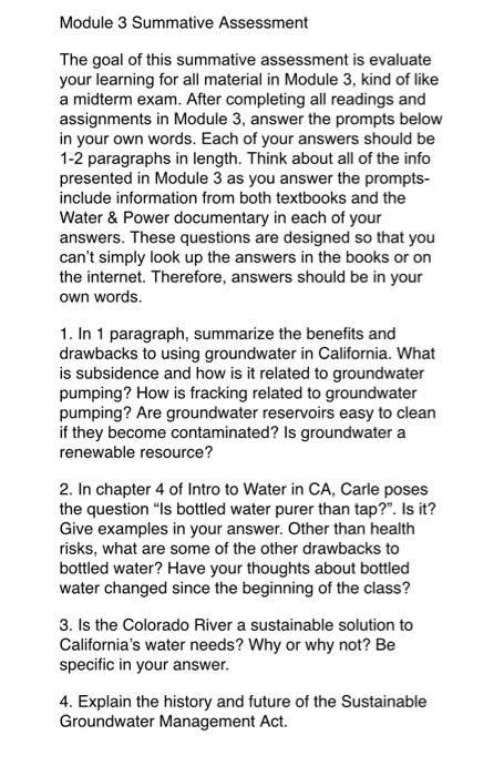 Solved Module 3 Summative Assessment The Goal Of This