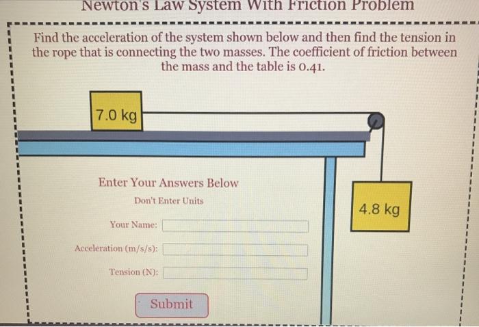 Solved Newton's Law System With Friction Problem Find the | Chegg.com Solved Newton's Law System With Friction Problem Find the | Chegg.com