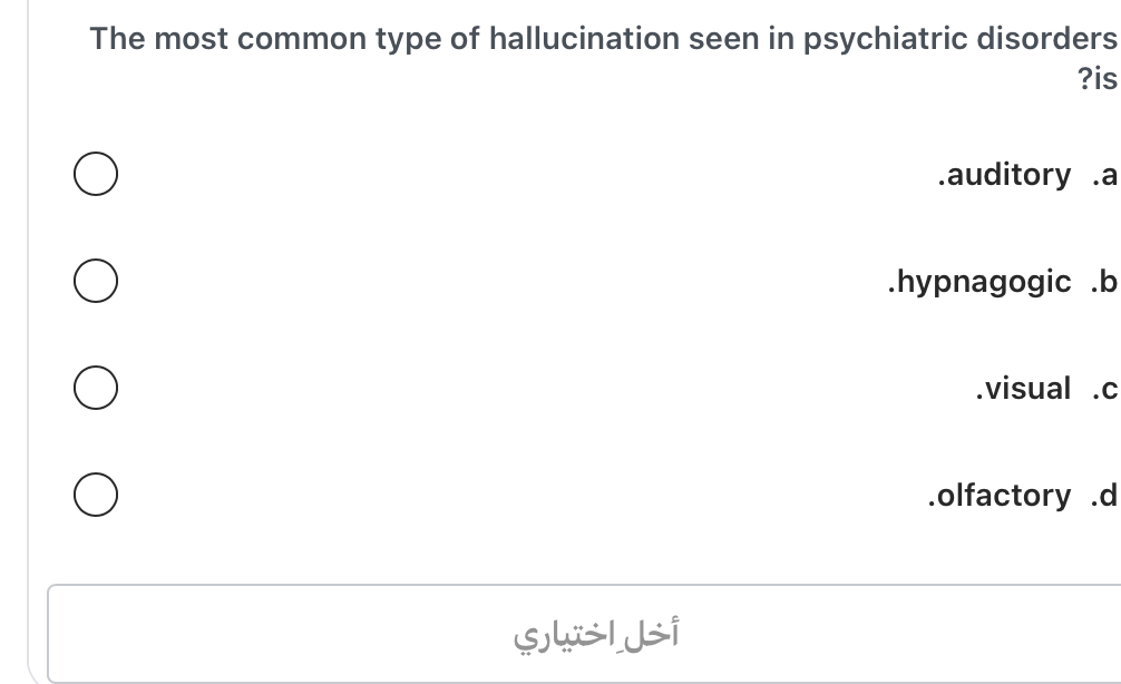 Solved The most common type of hallucination seen in | Chegg.com