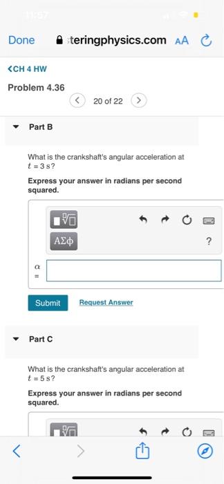 Solved shows the angular velocity graph of the crankshaft in | Chegg.com