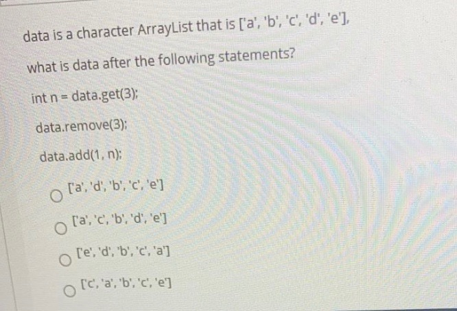 Solved data is an Integer ArrayList that is [1, 2, 3, 4, 5], | Chegg.com