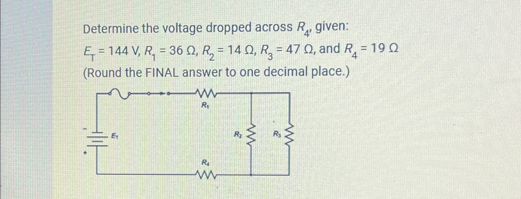 Solved Determine the voltage dropped across R4, | Chegg.com