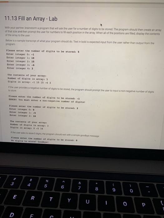 Solved Fill an Array - LabI'm having trouble with this lab. | Chegg.com