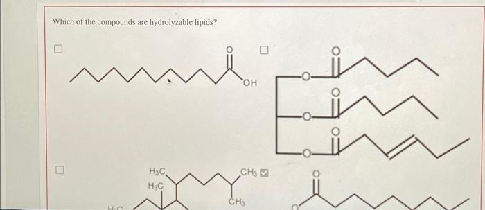 Solved Which of the compounds are hydrolyzable lipids? moni | Chegg.com