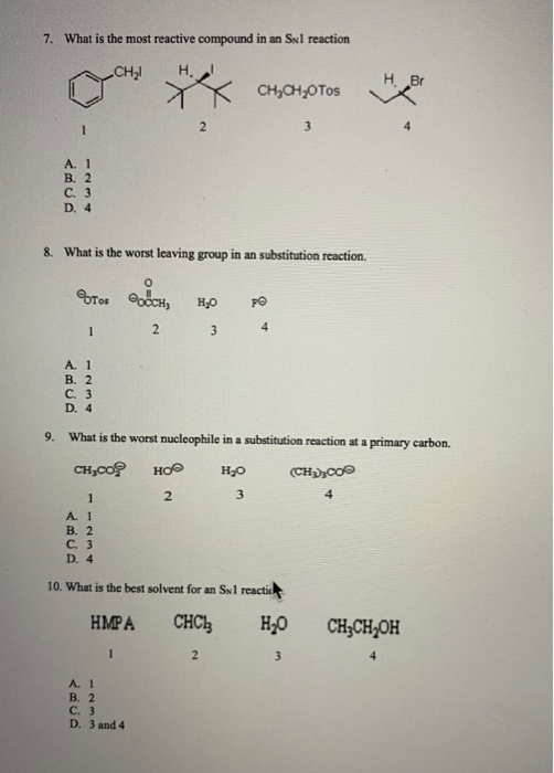 Solved 7. What is the most reactive compound in an Sul | Chegg.com