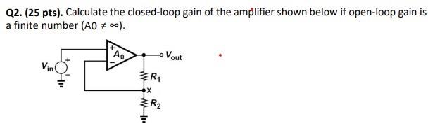 Solved Q2. (25 pts). Calculate the closed-loop gain of the | Chegg.com