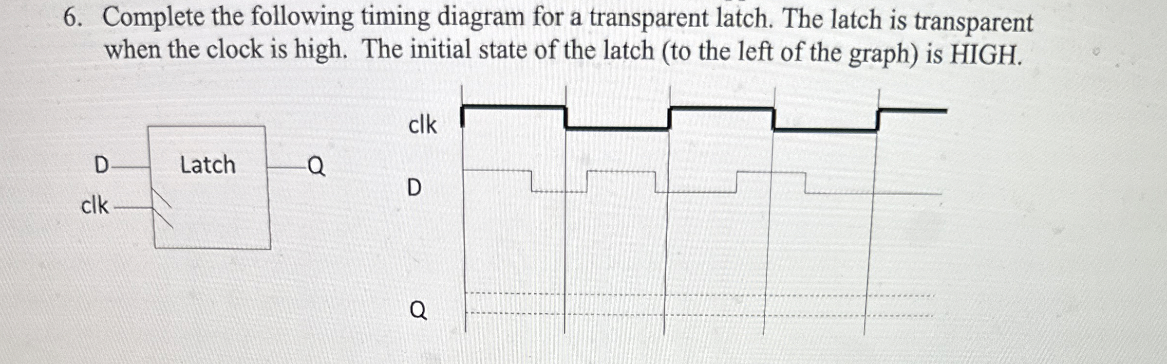 Complete the following timing diagram for a | Chegg.com